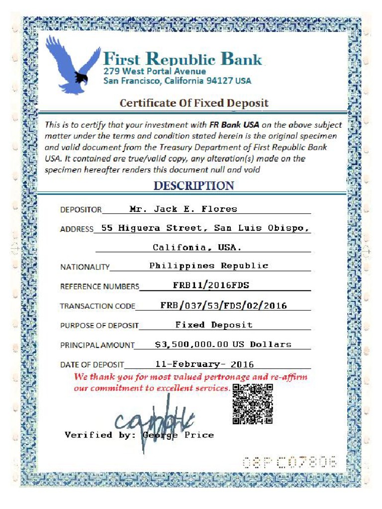 Fixed Deposit Certificate | PDF