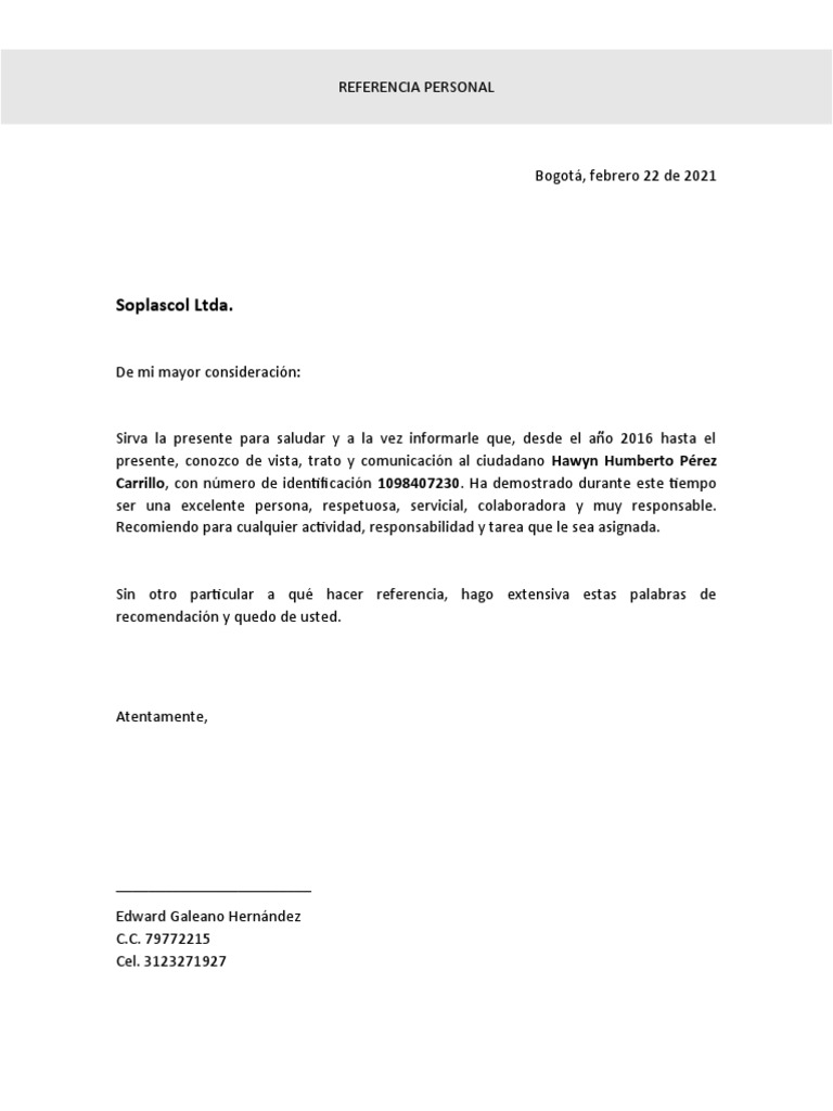 Formato Ref. Personal | PDF