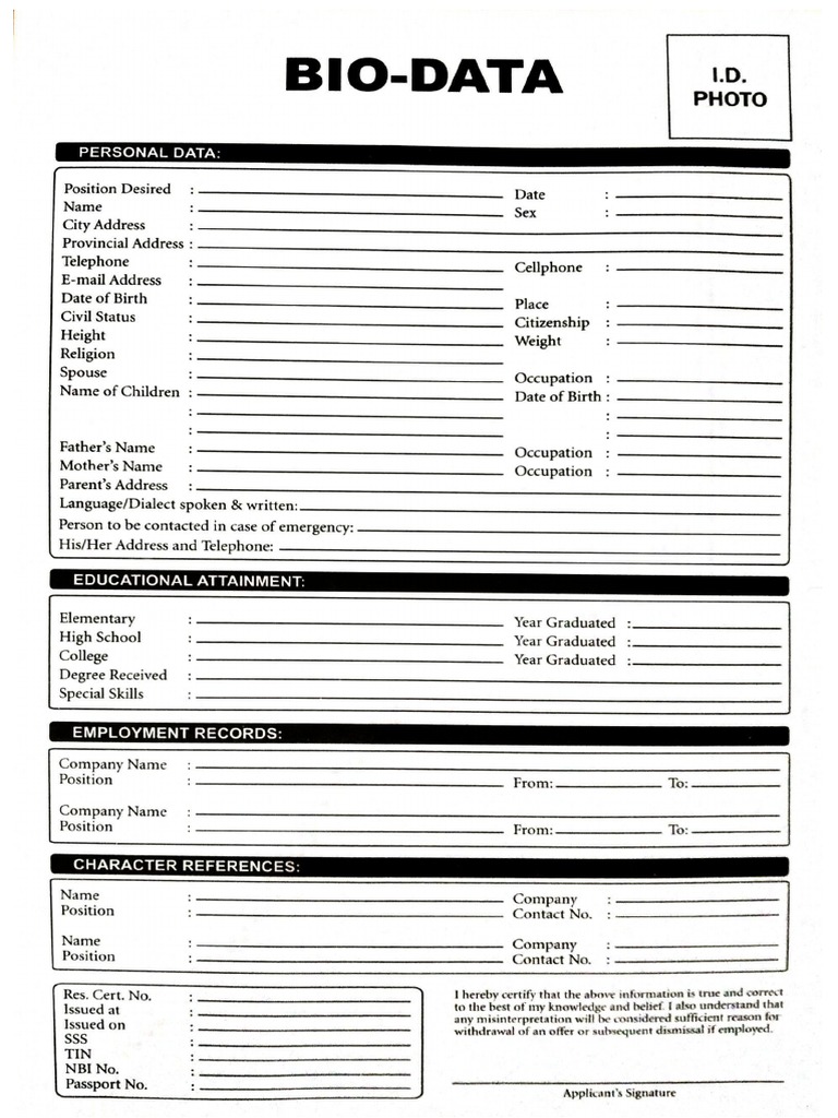 Biodata (All For God) | PDF