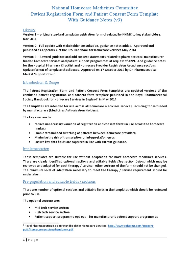 Template Registration Form and Consent Form V3 - Final For RPS | PDF ...