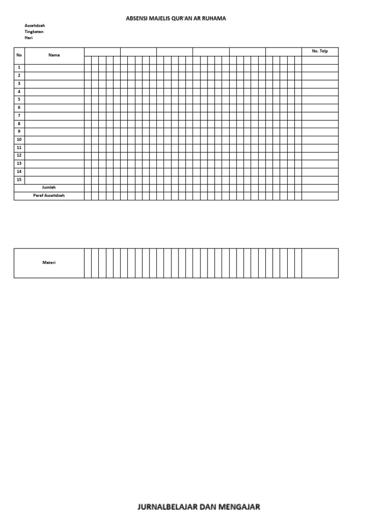 Absensi Majelis Qur'an Ar Ruhama | PDF
