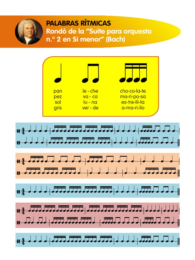 Bach - Rondó de La Suite para Orquesta N.º 2 (Palabras Rítmicas Del Método Orff-Schulwerk) | PDF