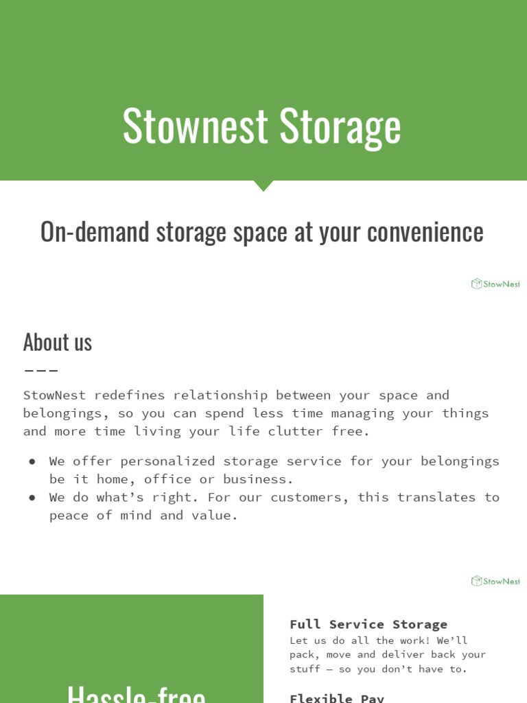 Stownest Storage: On-Demand Storage Space at Your Convenience | PDF ...