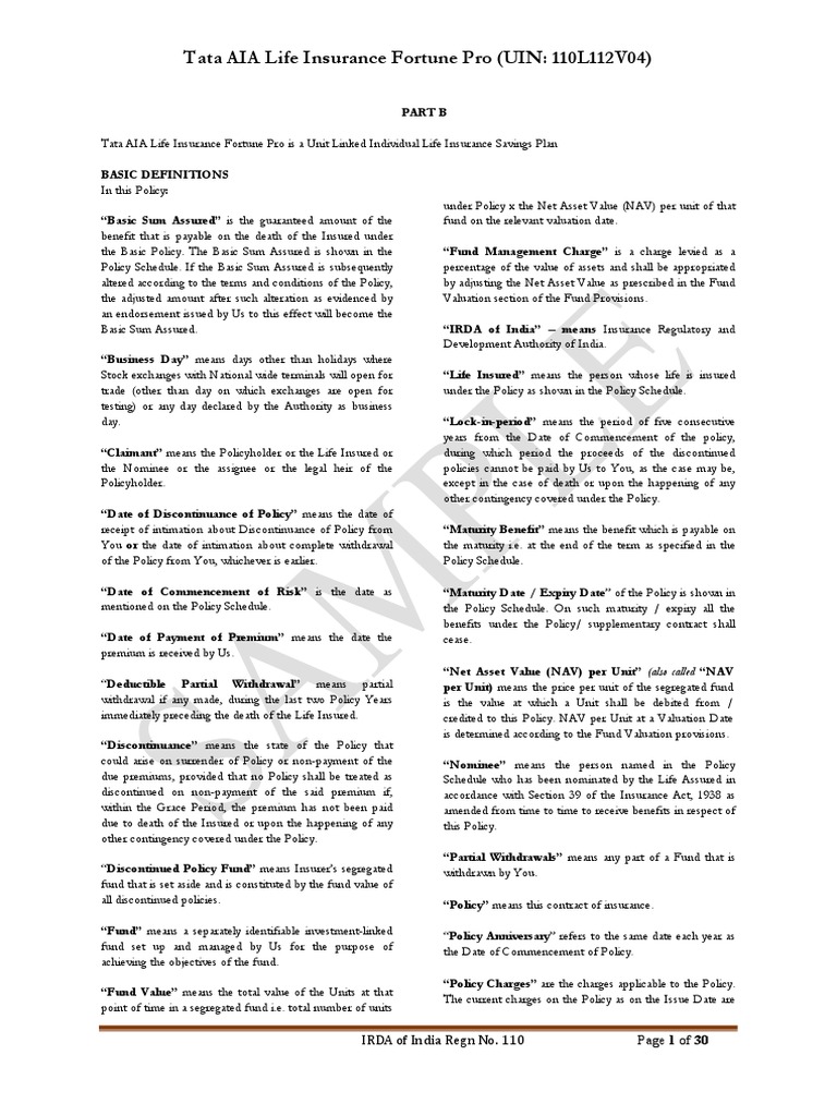 Tata Aia Fortune Pro Brochure | PDF | Insurance | Life Insurance