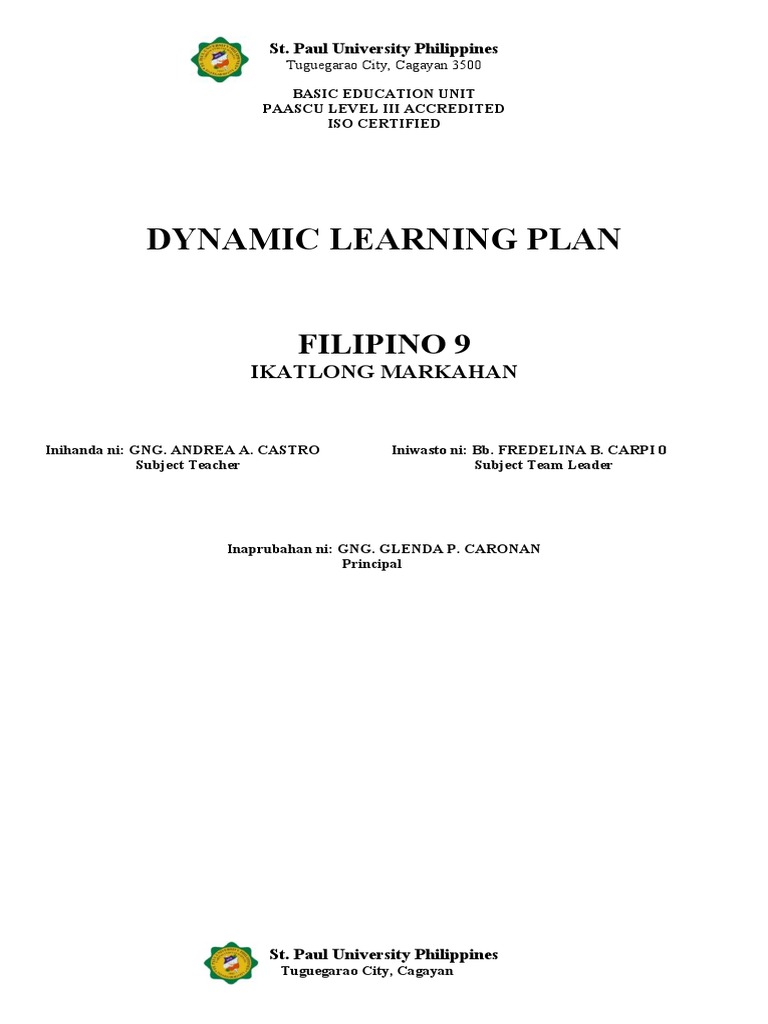 Dynamic Learning Plan: Filipino 9 | PDF | Competence (Human Resources ...