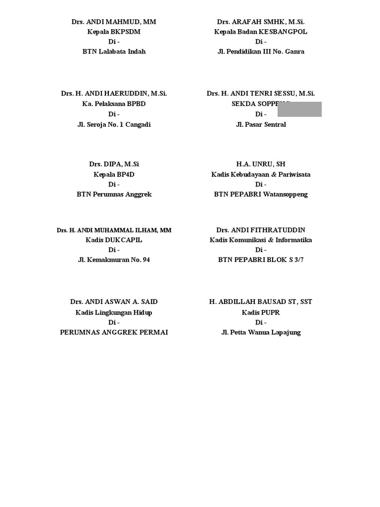 Label Undangan SKPD | PDF