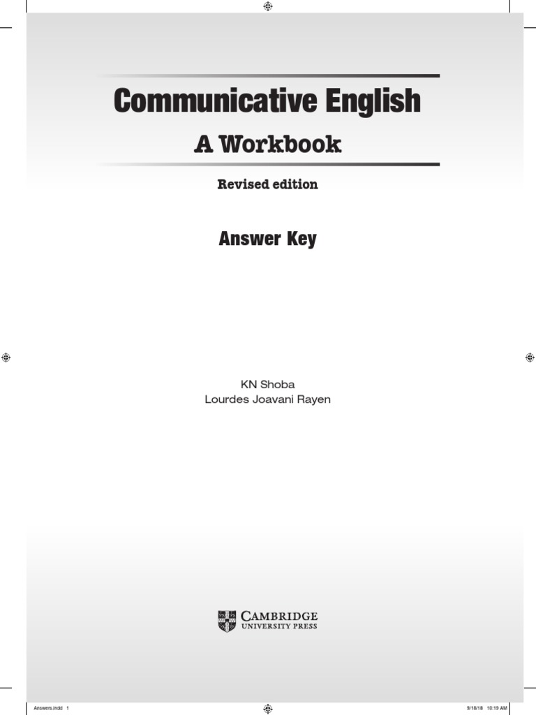Communicative English Workbook Answers | PDF | Adjective | Verb