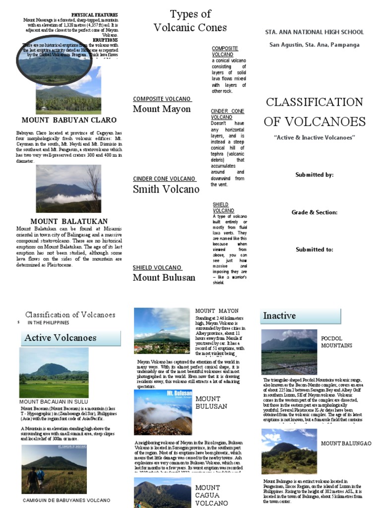 Active & Inactive Volcanoes Brochure | PDF | Volcano | Types Of ...