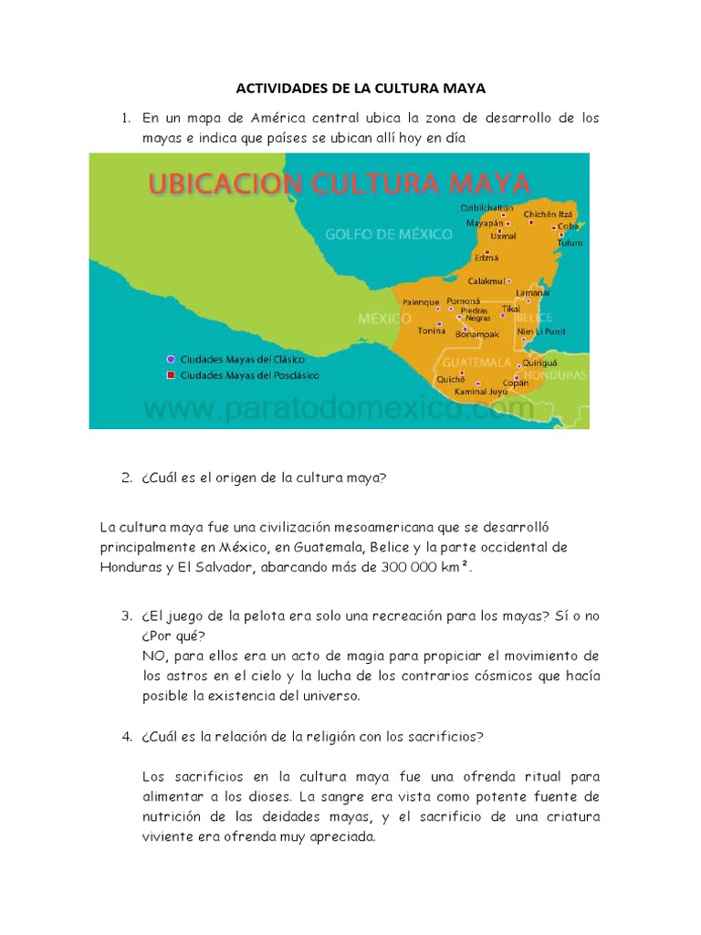 15 Actividades de La Cultura Maya | PDF | Civilización maya | Mesoamérica