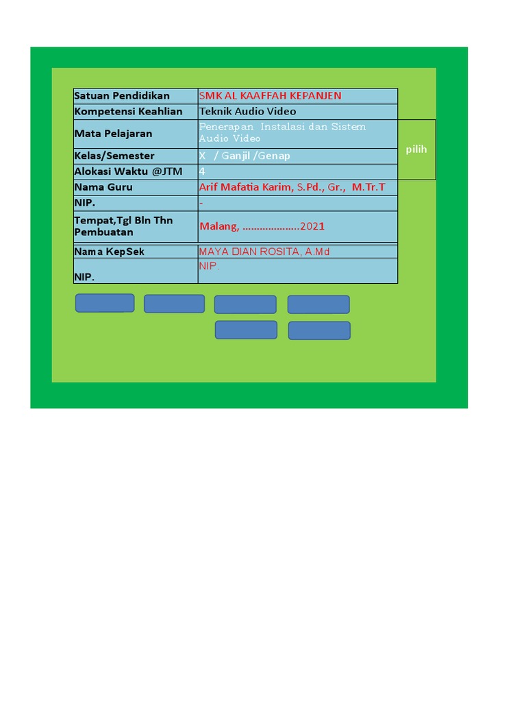 (Silabus, KIKD, Promes, Protan, RPP) X TAV KBGT - REV2021 08 28 | PDF