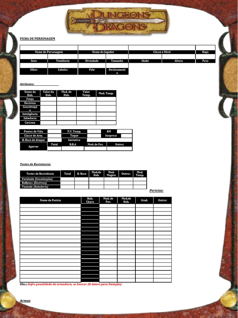 Modelo de Planilha de D&D 3.5 | PDF