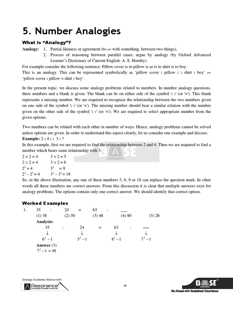 5 Number Analogies | PDF | Analogy | Human Communication