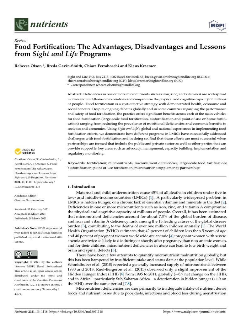Nutrients: Food Fortification: The Advantages, Disadvantages and ...