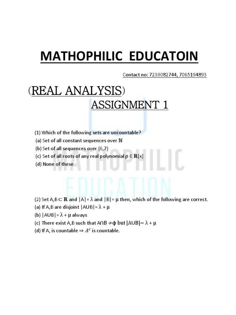 Real Analysis Assignment 1 Solutions | PDF | Rational Number | Set (Mathematics)