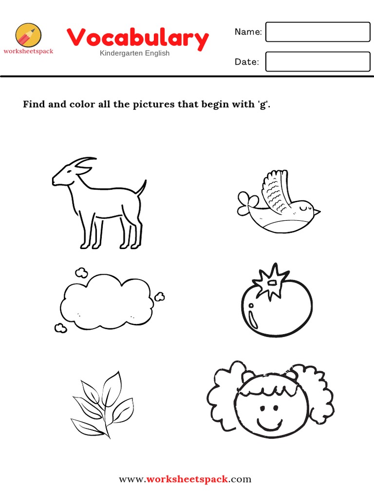 Beginning Sounds Letter G Worksheet | PDF