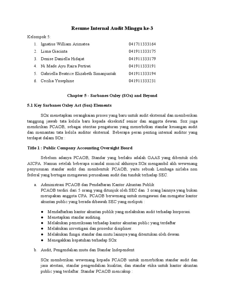 Internal Audit CH 5 6 7 | PDF