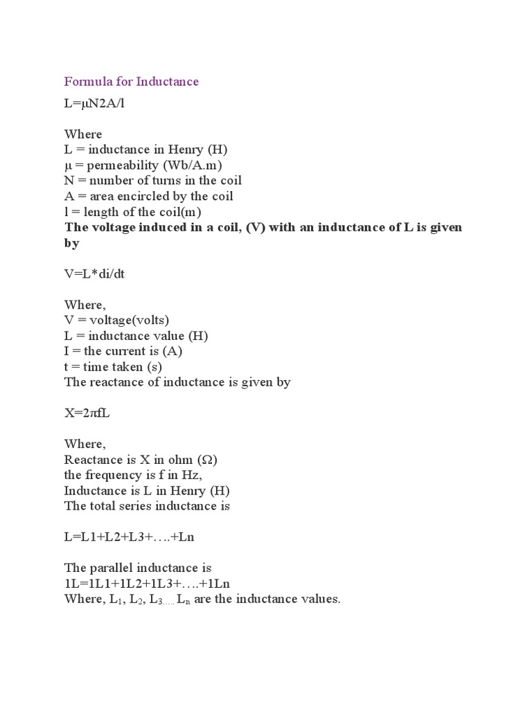 Inductance Formulas and Examples | PDF | Teaching Methods & Materials | Art