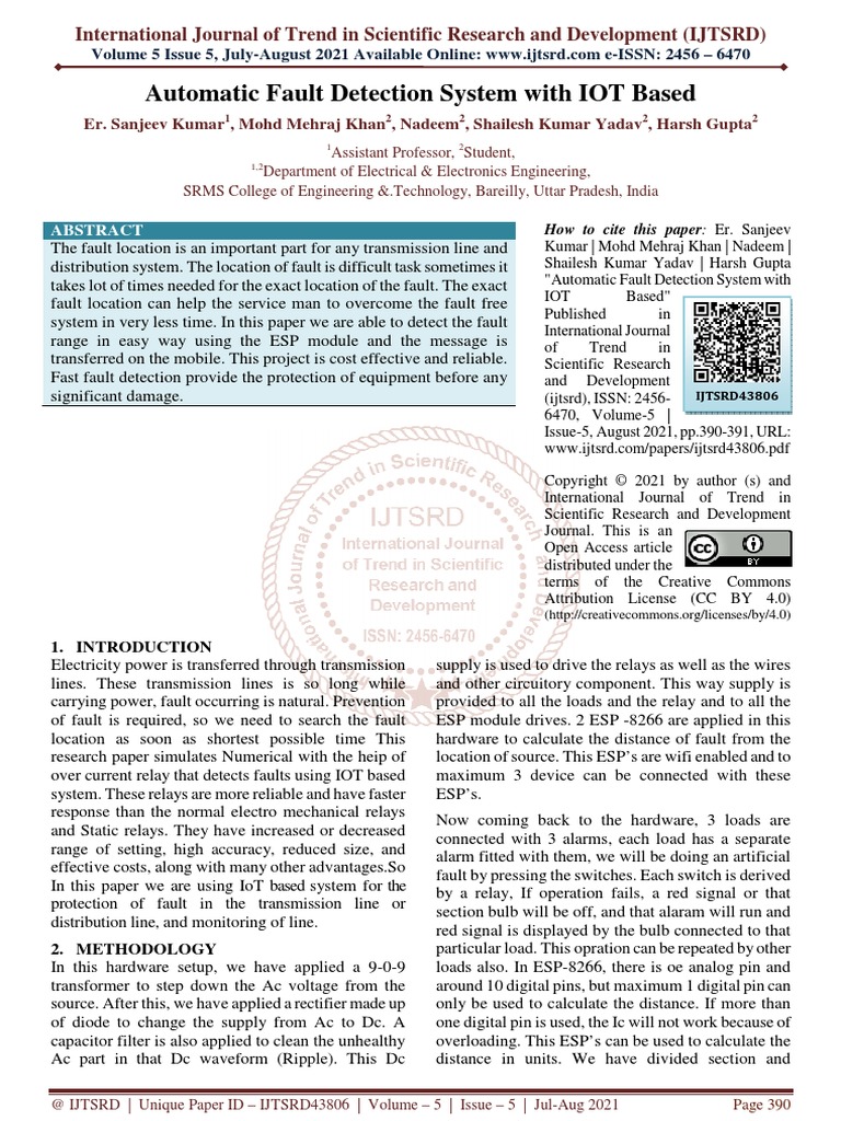 Automatic Fault Detection System With IOT Based | PDF | Relay ...
