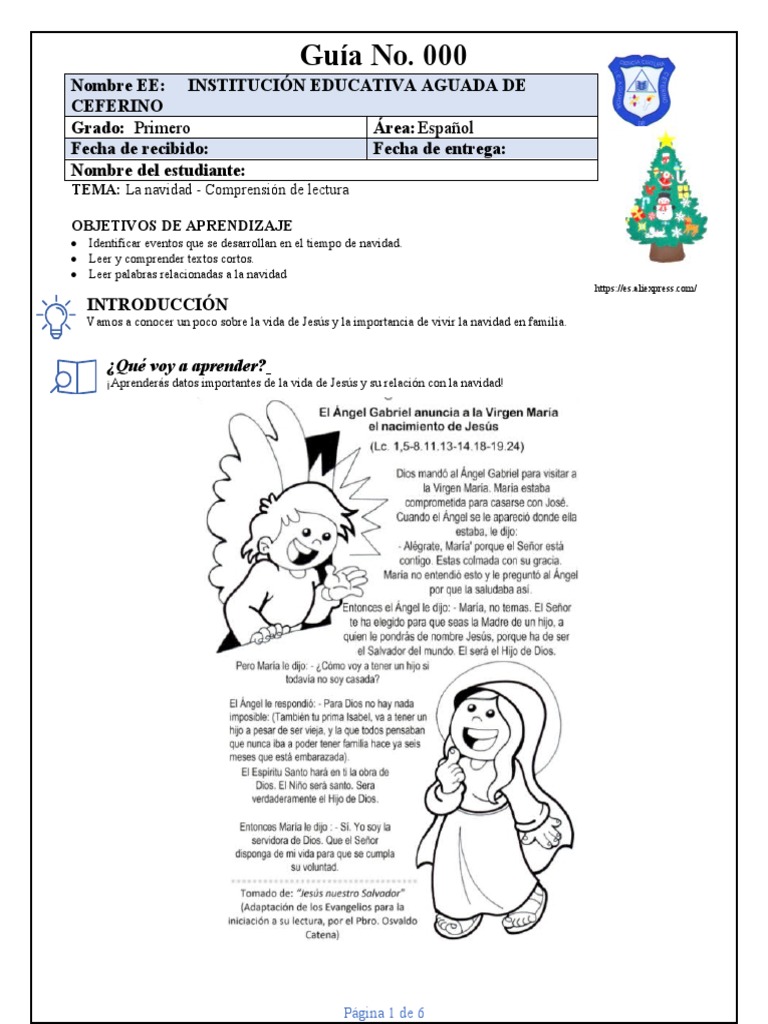 Guía de Aprendizaje Navidad y Lectoescritura | PDF | Navidad