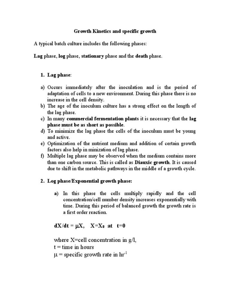 Growth Kinetics and Specific Growth | Download Free PDF | Biology ...