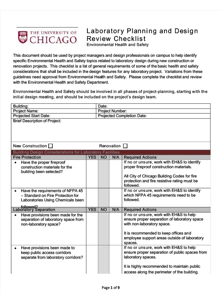 Lab Design Guide Checklist | PDF | Sink | Fire Safety
