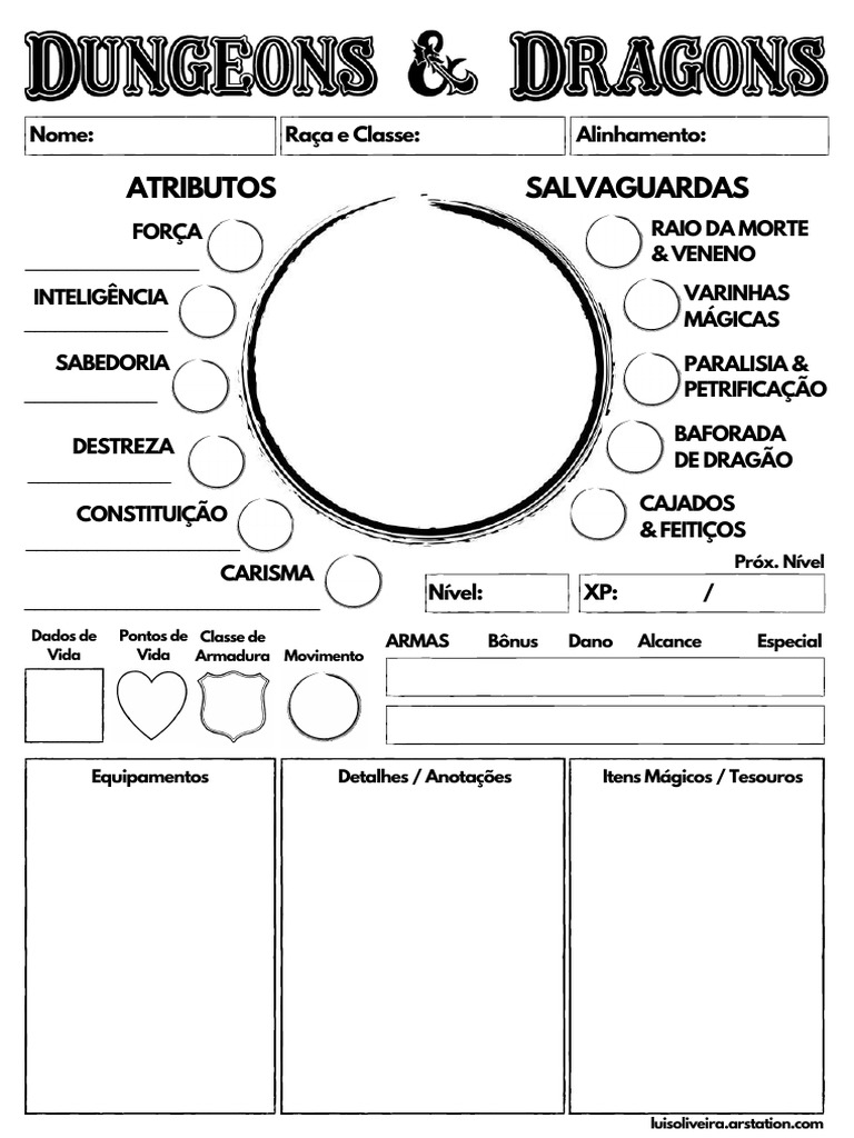 Ficha de Personagem de RPG: Atributos e Equipamentos | PDF