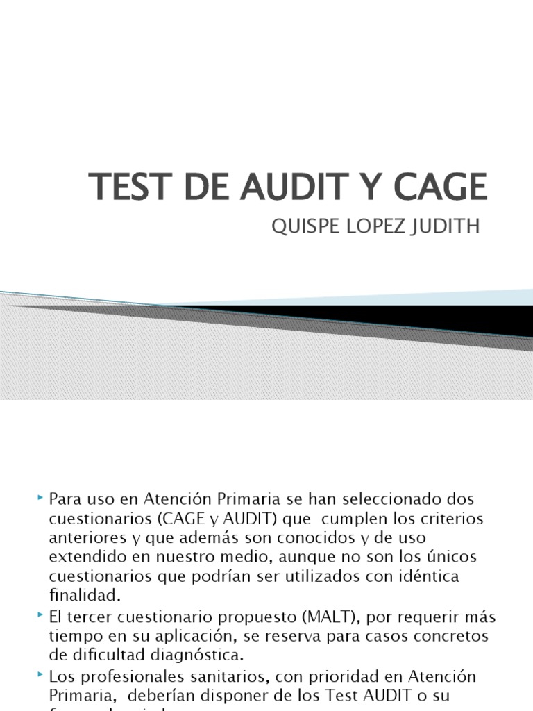 Test de Audit y Cage | PDF | La dependencia de sustancias | Alcoholismo