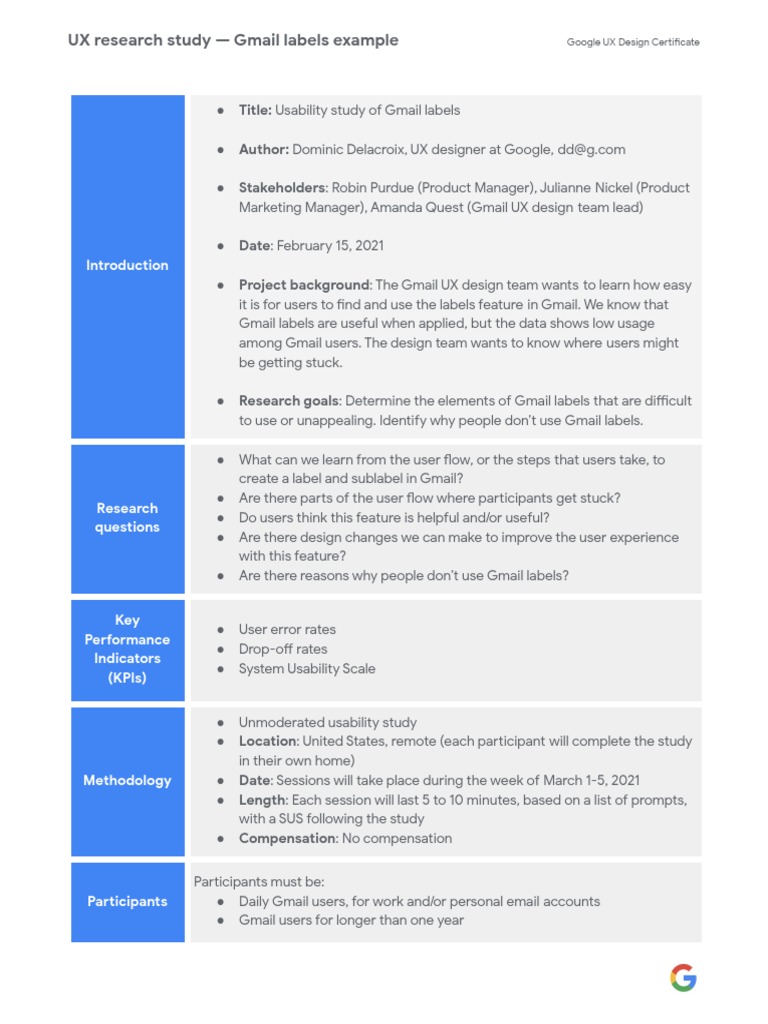 UX Research Study - Gmail Labels Example: Google UX Design Ce I Cate ...