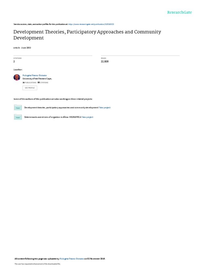 Participatory Development Approaches | PDF | Modernization Theory ...