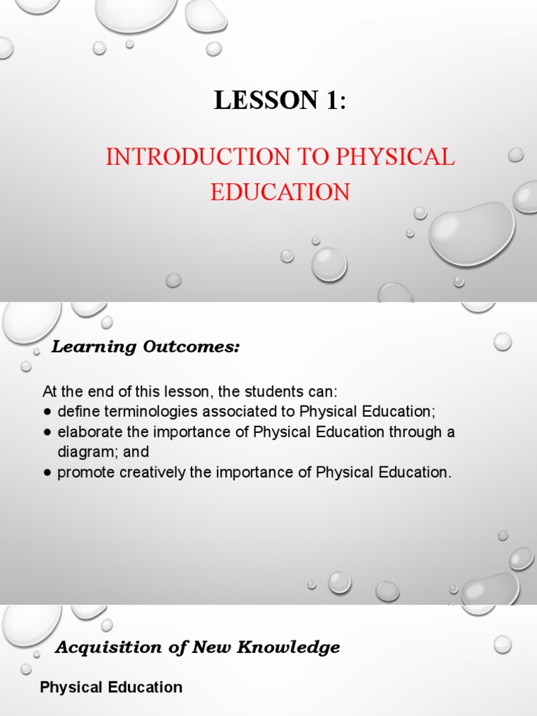 Lesson 1:: Introduction To Physical Education | PDF | Physical Education | Learning