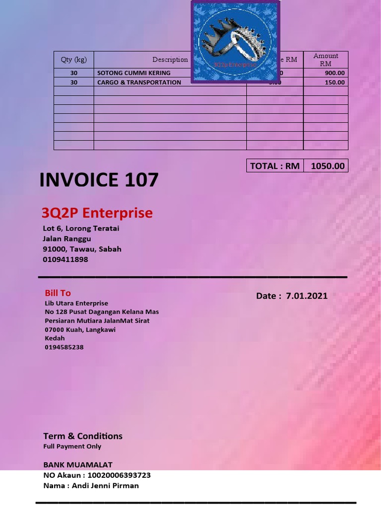 Invoice 107: 3Q2P Enterprise | PDF