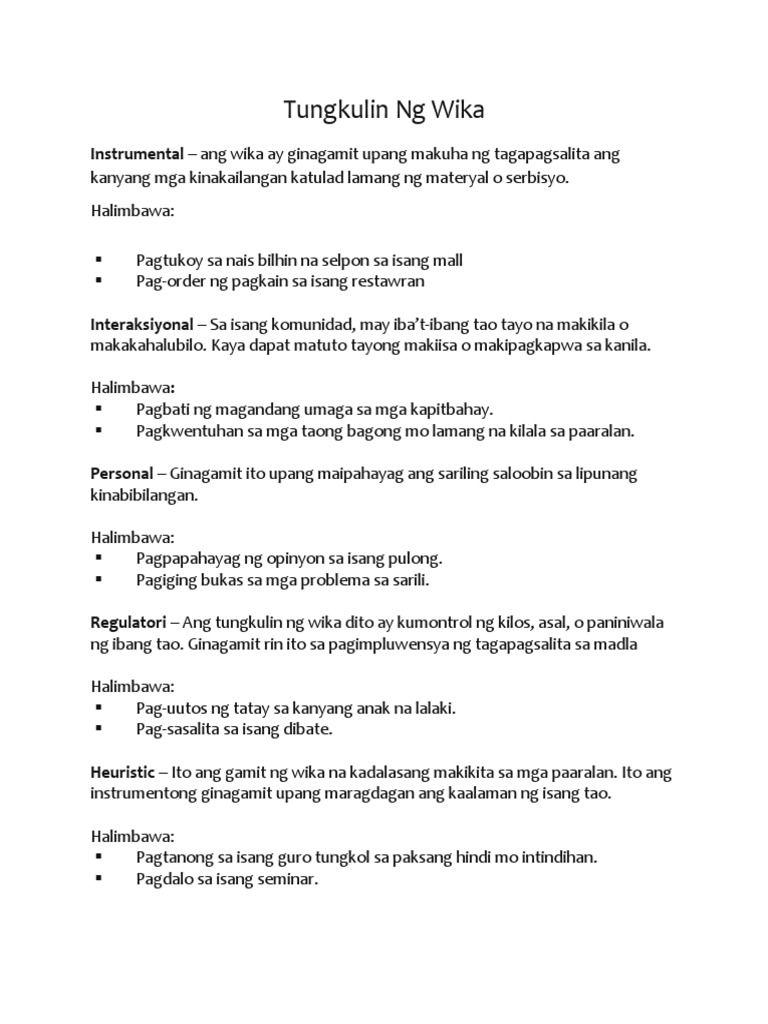 Tungkulin NG Wika at Kaantasan NG Wika | PDF