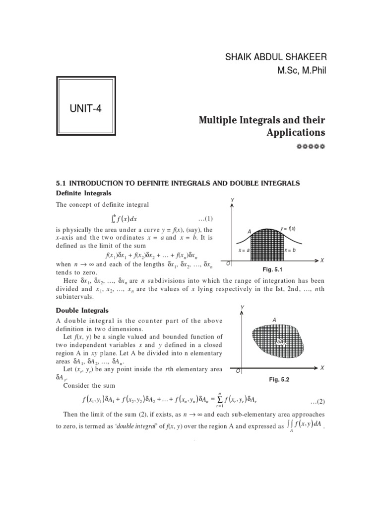 UNIT-4 Multiple Integrals and Their Applications | PDF | Integral ...