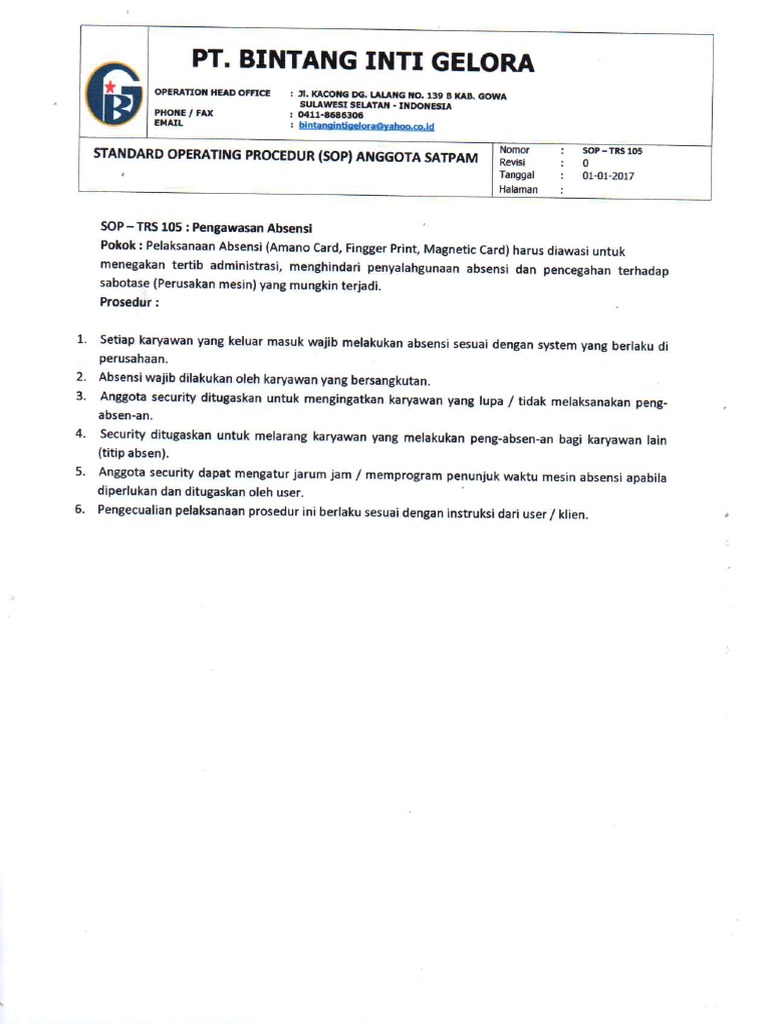 SOP Pengawasan Absensi | PDF