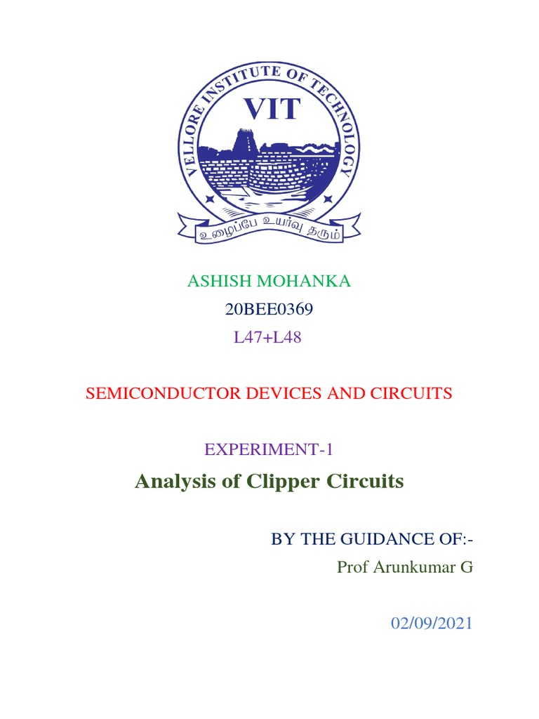 Analysis of Clipper Circuits: Ashish Mohanka | PDF | Electrical Network | Diode