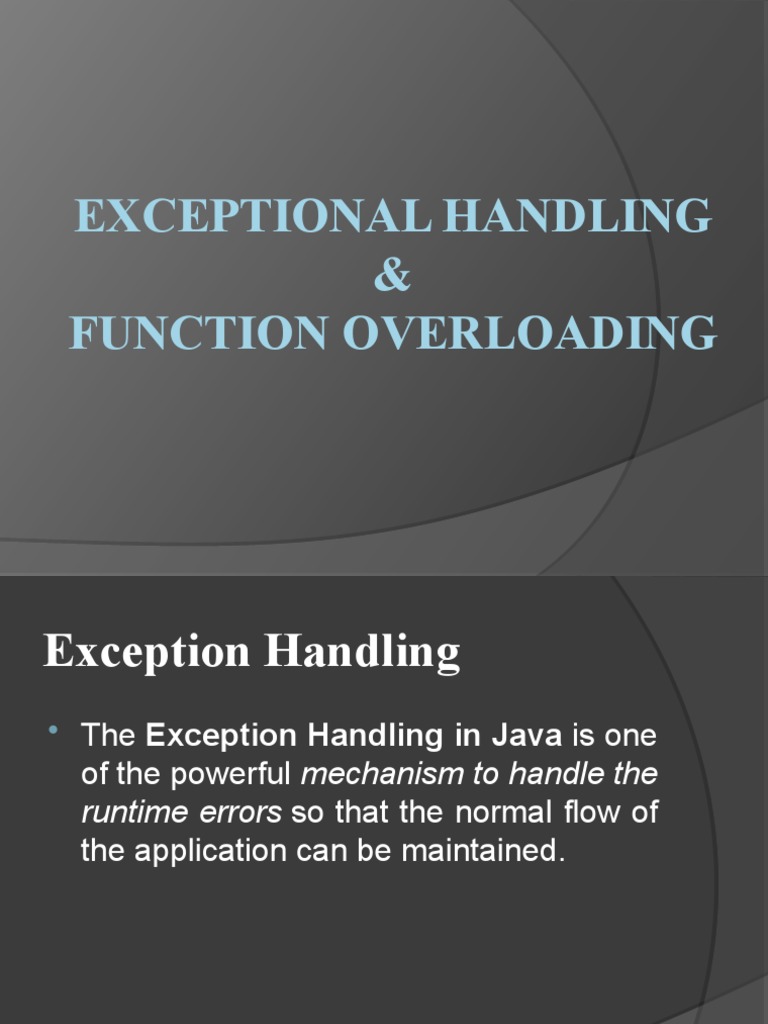 Exceptional Handling & Function Overloading | PDF