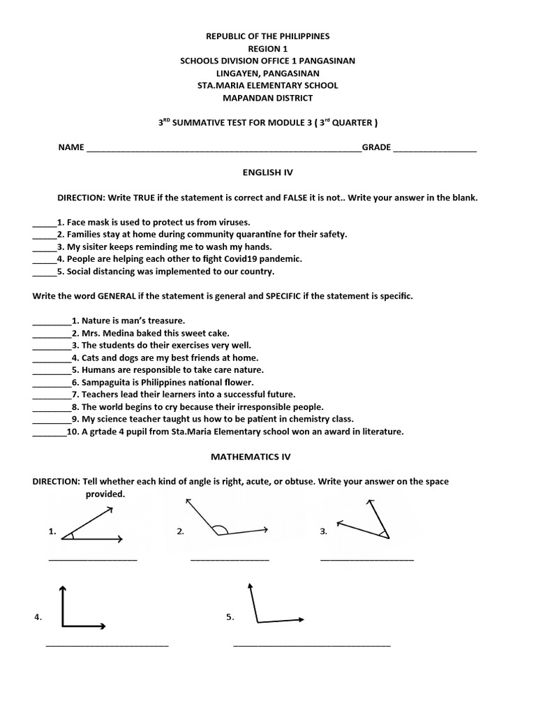 Philippine elementary school summative test | PDF | Heat Transfer ...