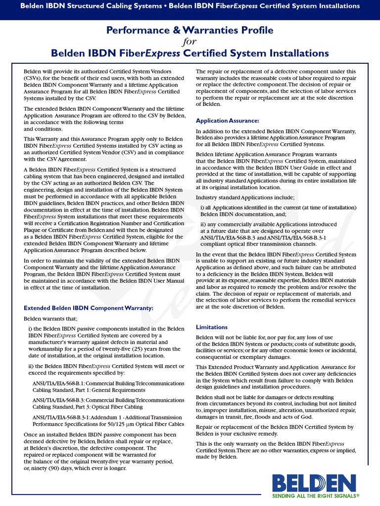 FiberExpress-25 Year System Certification | PDF | Optical Fiber ...