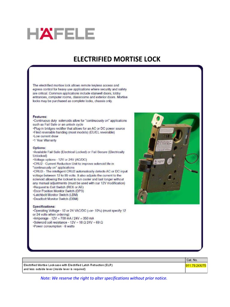 An Overview of an Electrified Mortise Lockcase with Electrified Latch ...