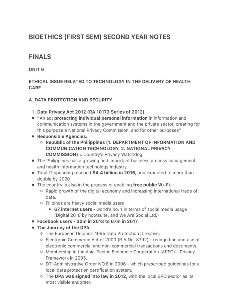 Bioethics (First Sem) Second Year Notes | PDF | Lobbying In The United ...