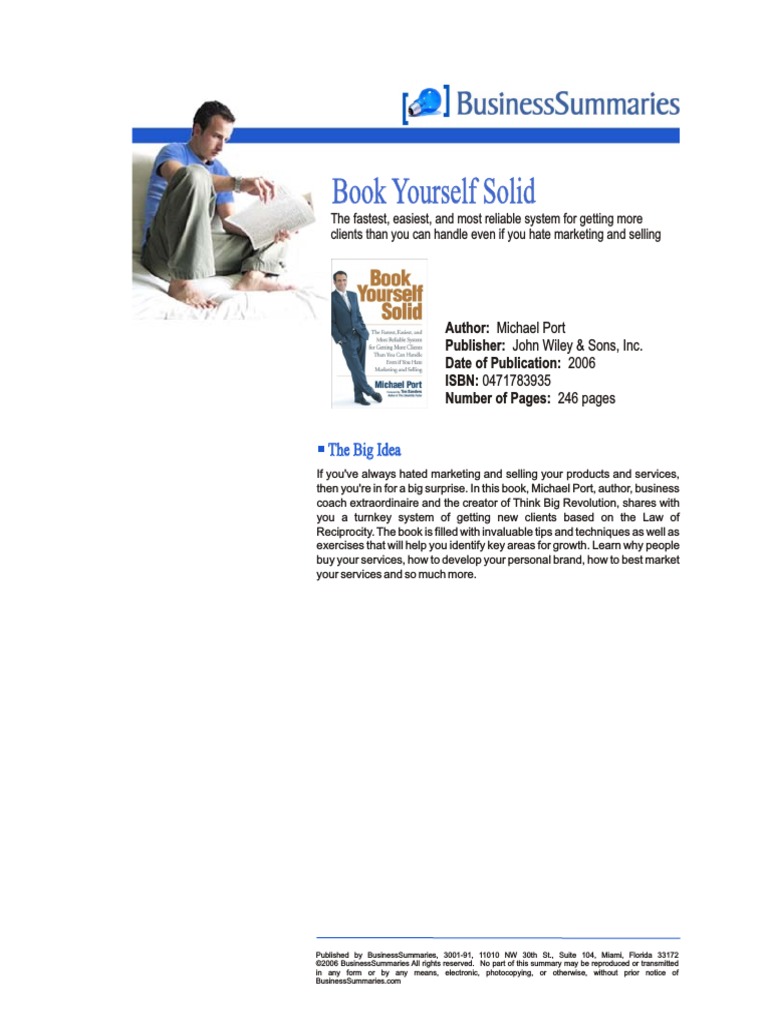 Book Yourself Solid Book Yourself Solid: The Big Idea The Big Idea | PDF | Sales | Brand