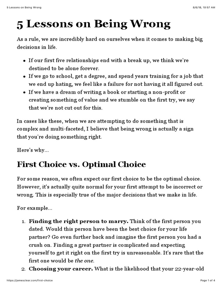 5 Lessons On Being Wrong | PDF | Expert | Decision Making