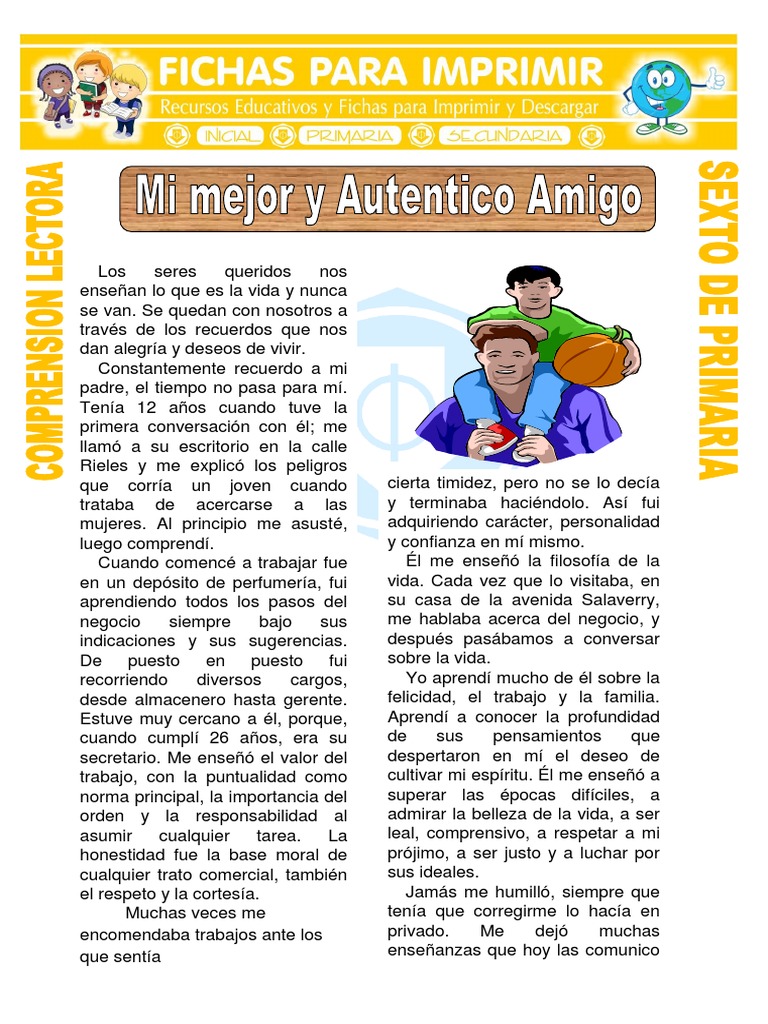 Mi Mejor y Autentico Amigo para Sexto de Primaria | PDF