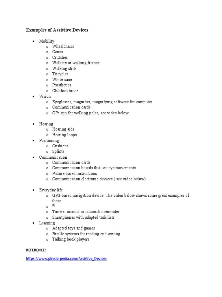 Comprehensive Guide to Assistive Devices | PDF