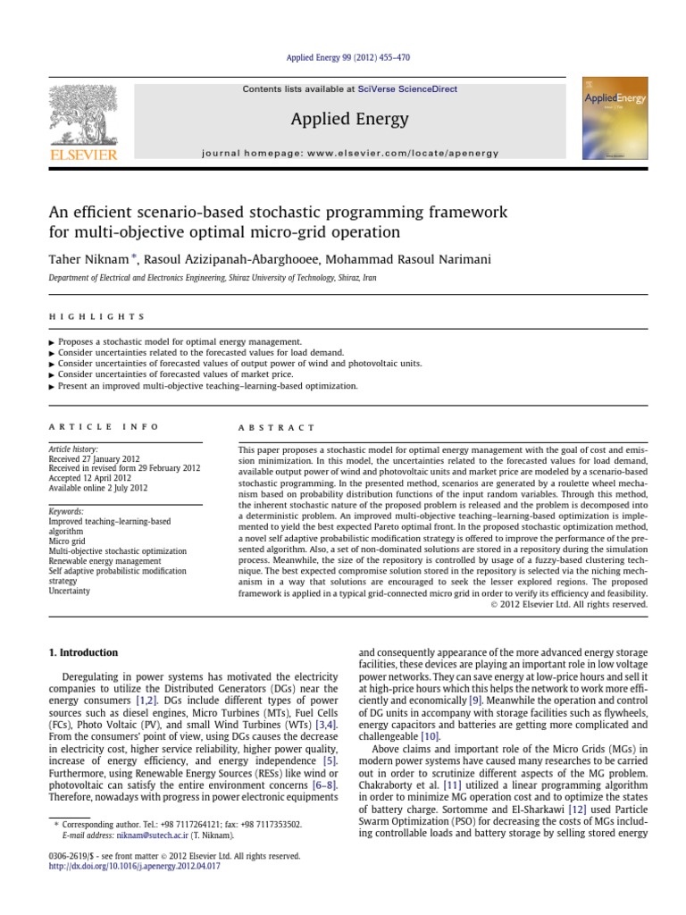An Efficient Scenario Based Stochastic P | PDF | Mathematical Optimization | Distributed Generation