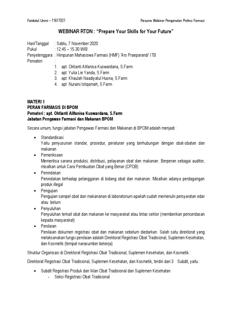 Webinar Profesi Farmasi | PDF