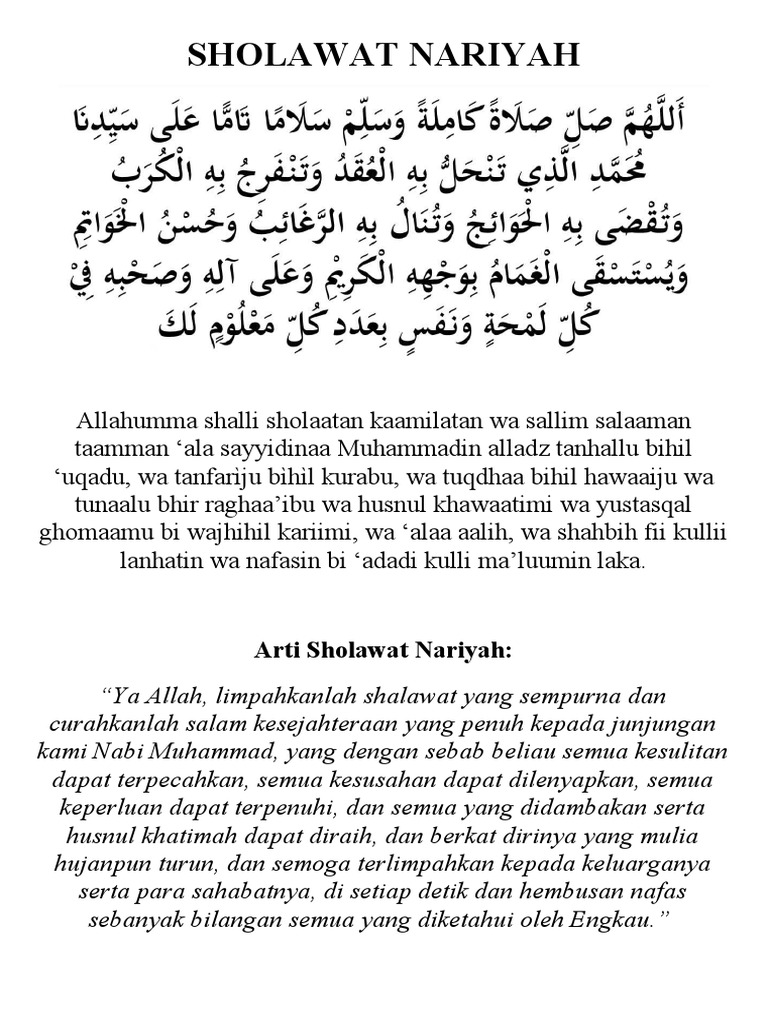 SHOLAWAT NARIYAH 1 SDF | PDF