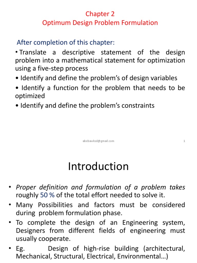 Chapter 2 Optimum Design Problem Formulation Process | PDF ...