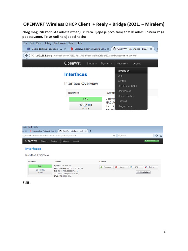 OPENWRT Wireless DHCP Client Relayd Bridge Wwan Lan | PDF