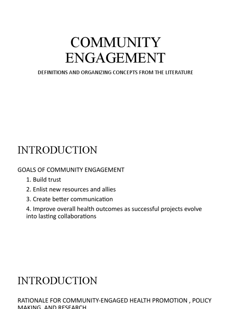Community Engagement: Definitions and Organizing Concepts From The ...